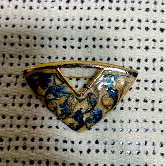 Source Unknown | Jewelry | Vintage Enamel Swirl Pin Brooch Triangle ...
